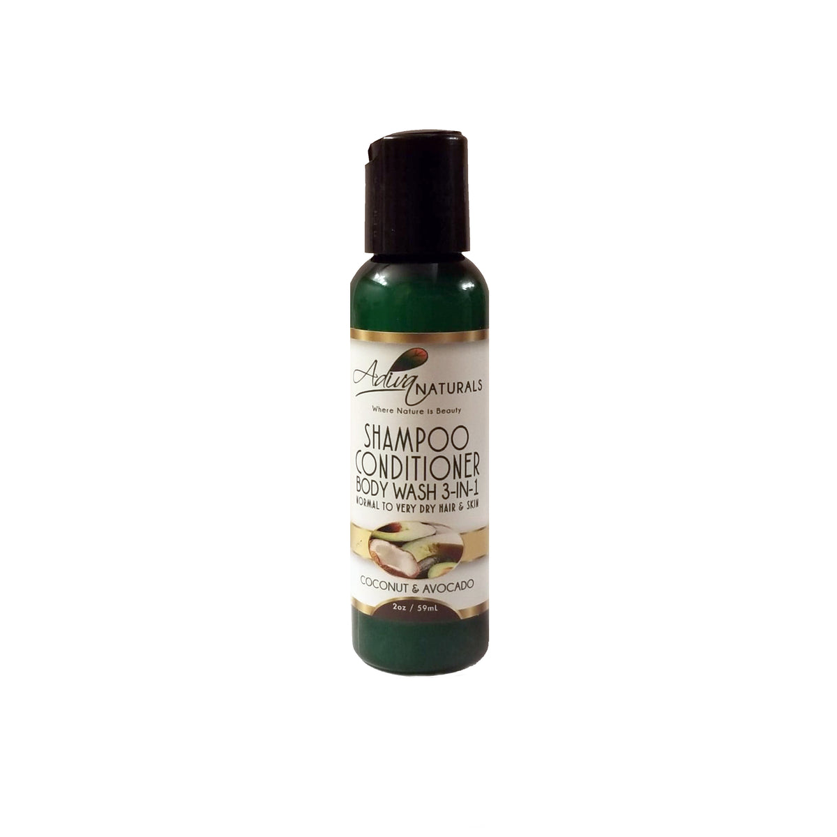 Adiva Naturals Coconut & Avocado Shampoo Conditioner Body Wash 3-in-1